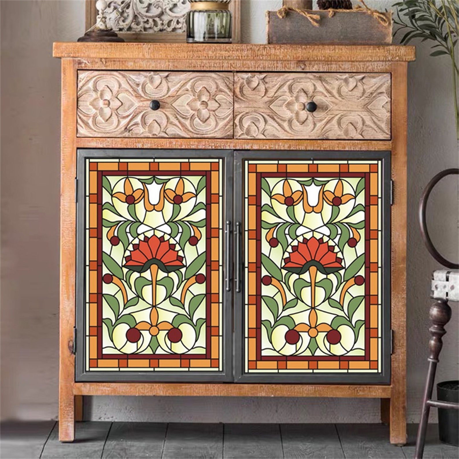 Customized Size Stained Glass Film Window Films Static Cling - Etsy