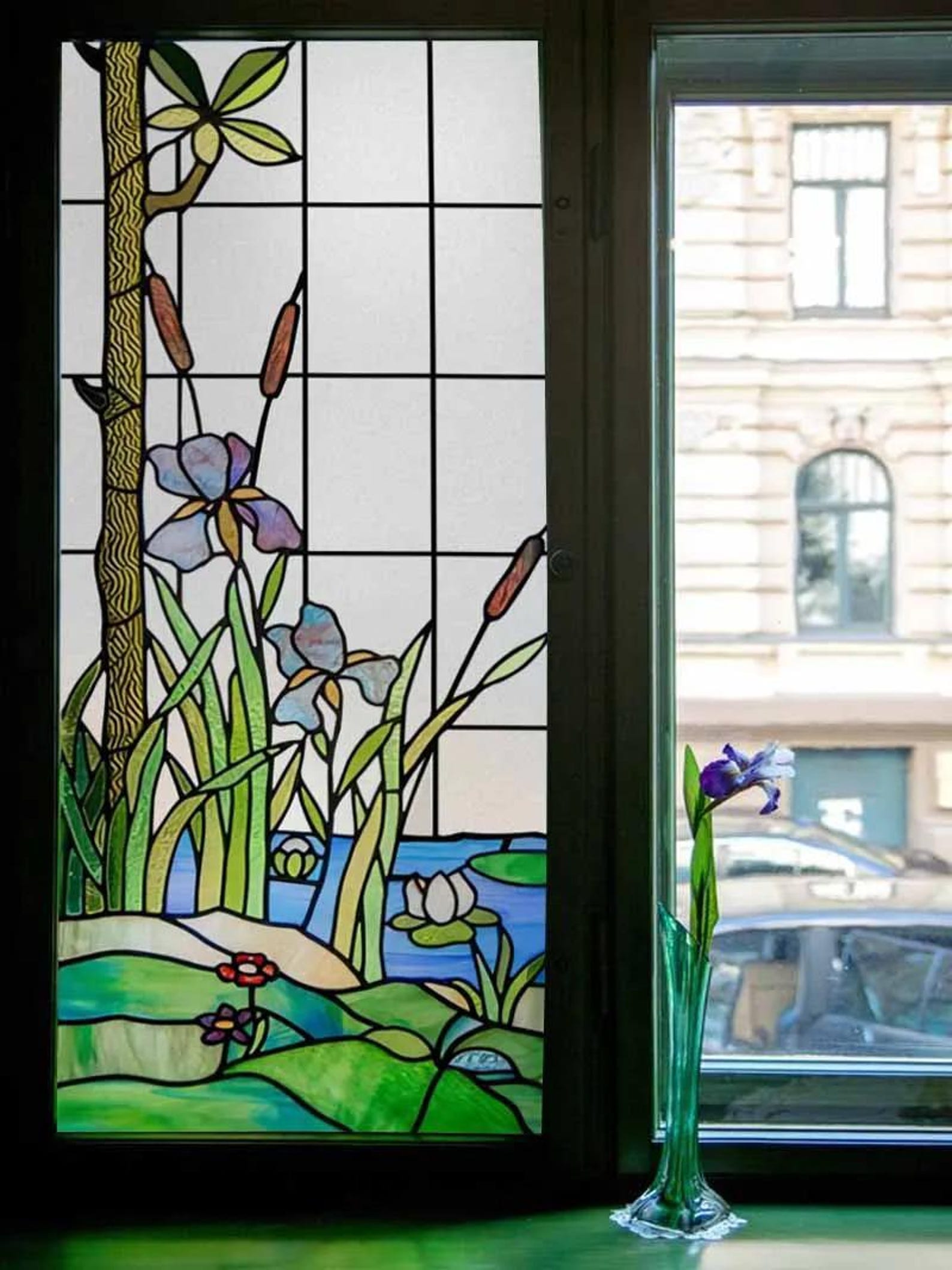 Custom Nature Scene Stained Glass Window Film - Decorative Privacy ...