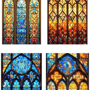 Custom Cathedral Stained Glass Window Film, Gothic Arch Designs With ...