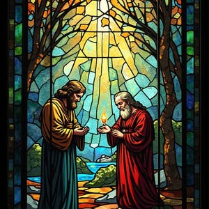 Custom Stained Glass Window Film Jesus Light Sharing Design – Religious ...