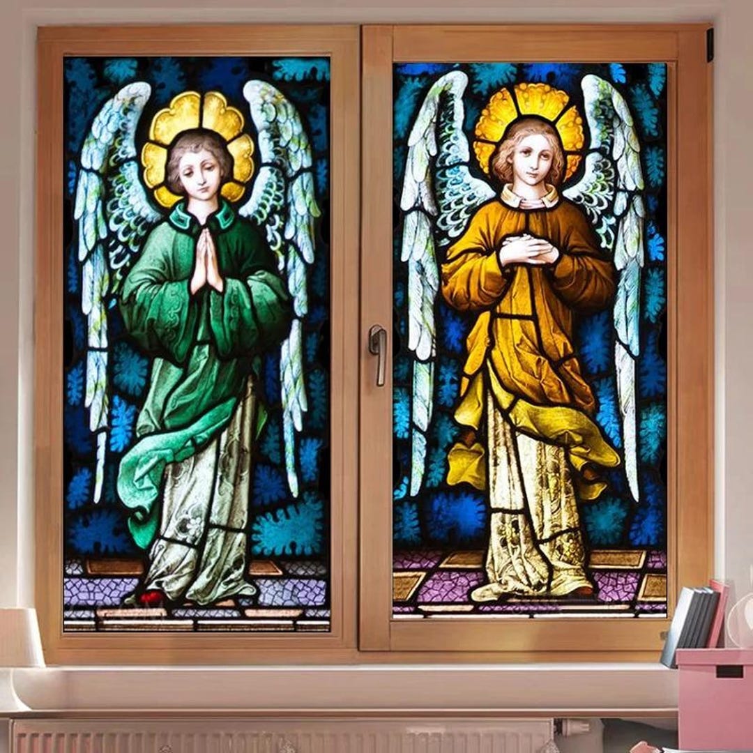 Customizable Church Angel Window Film – Frosted Stained Glass, Static ...