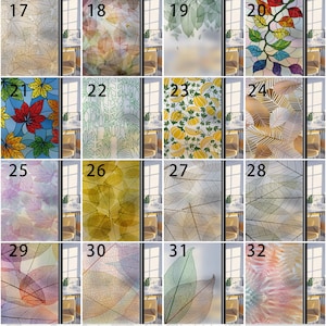 Custom Size Frosted Window Film Leaves Artscape Privacy Heat Protection ...