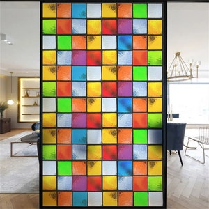 Modern Geometric Window Art: Colorful Frosted Glass Film for European ...
