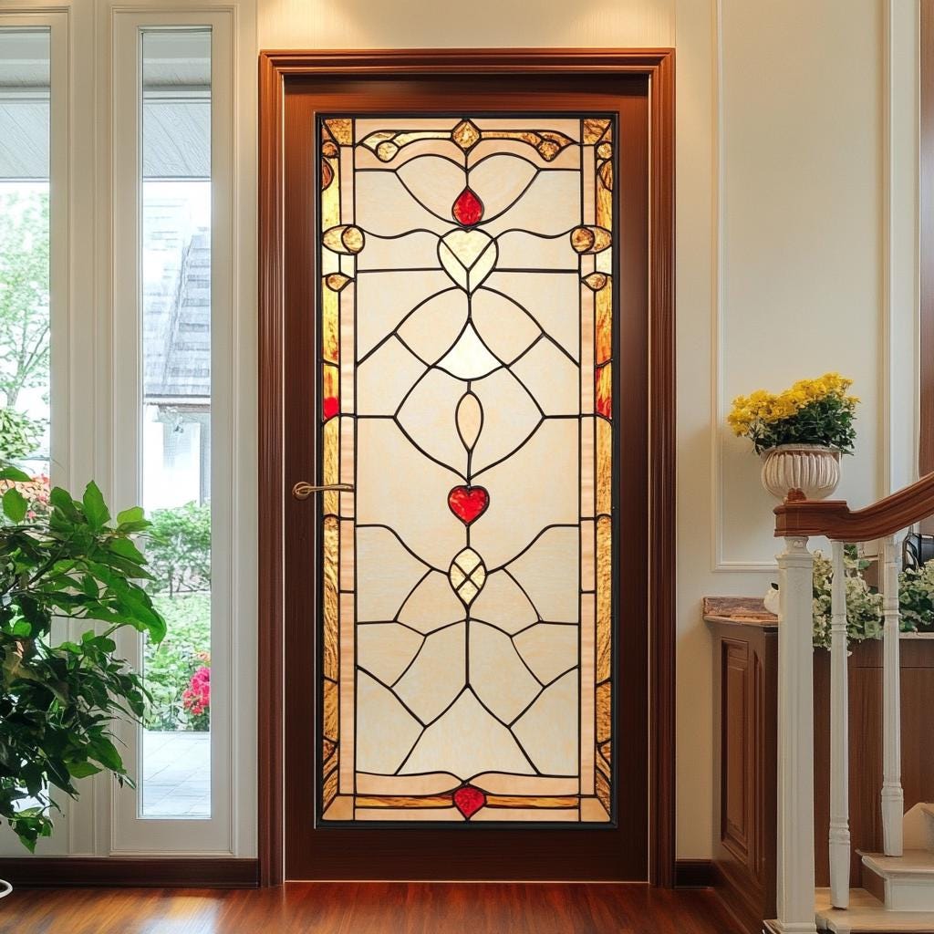 Modern Stained Glass Window Film Colorful Abstract Pattern Privacy ...