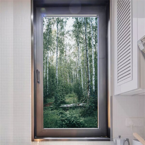 3D Sunny Forest W894 Window Film Print Sticker Cling Stained Glass Xmas ...