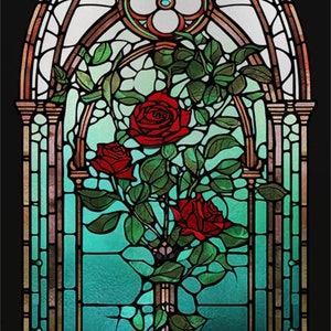 Privacy Window Films, Rose-themed Stained Glass Window Door Stickers ...