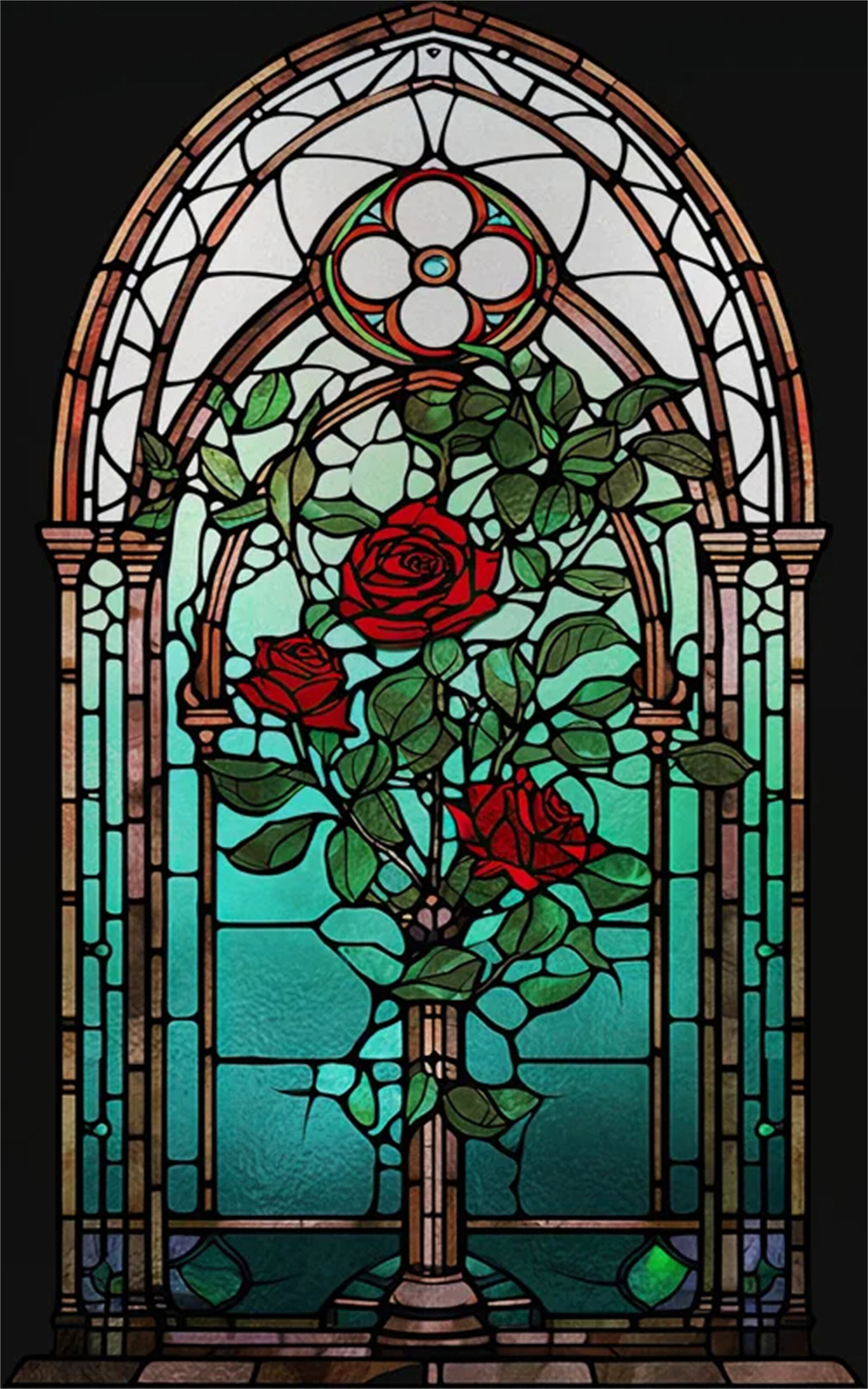 Privacy Window Films, Rose-themed Stained Glass Window Door Stickers ...