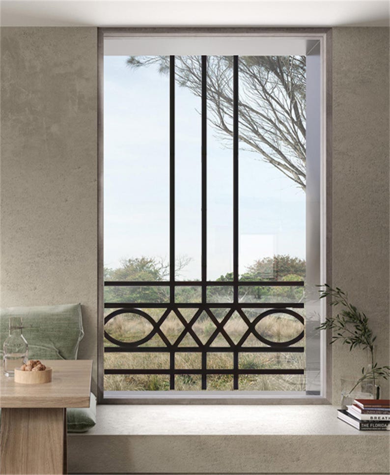 Stained Glass Window Film – Transparent Glass Sticker With Black Line ...