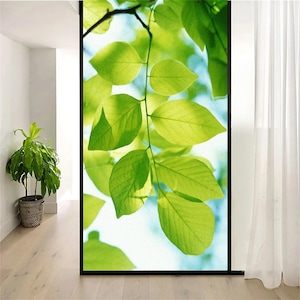 Green Leaves Privacy Window Film – No Glue, Static Cling Decorative ...
