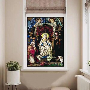 Custom Stained Glass Window Film | Nativity Scene With Angels ...