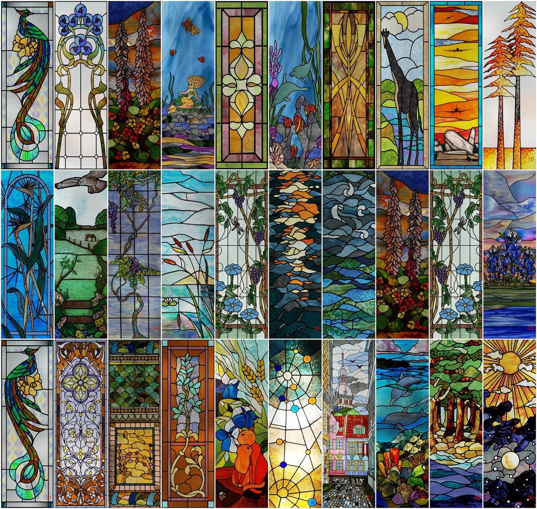 Custom Size Window Film Stained Glass Films - Frosted Privacy, Retro ...
