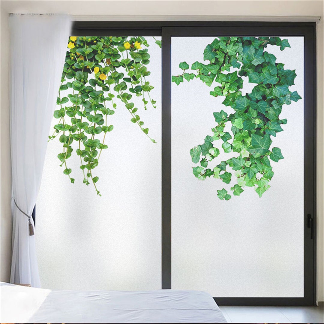 Frosted Privacy Window Film Customize Green Leaves Nature Decorative ...