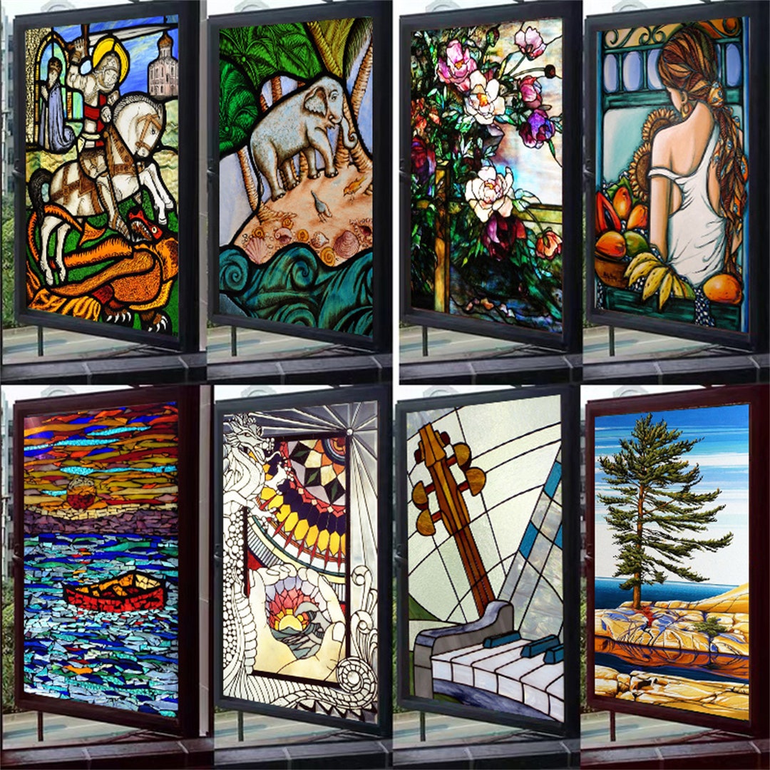 Frosted Glass Effect With Custom Stained Glass Static Cling - Privacy ...