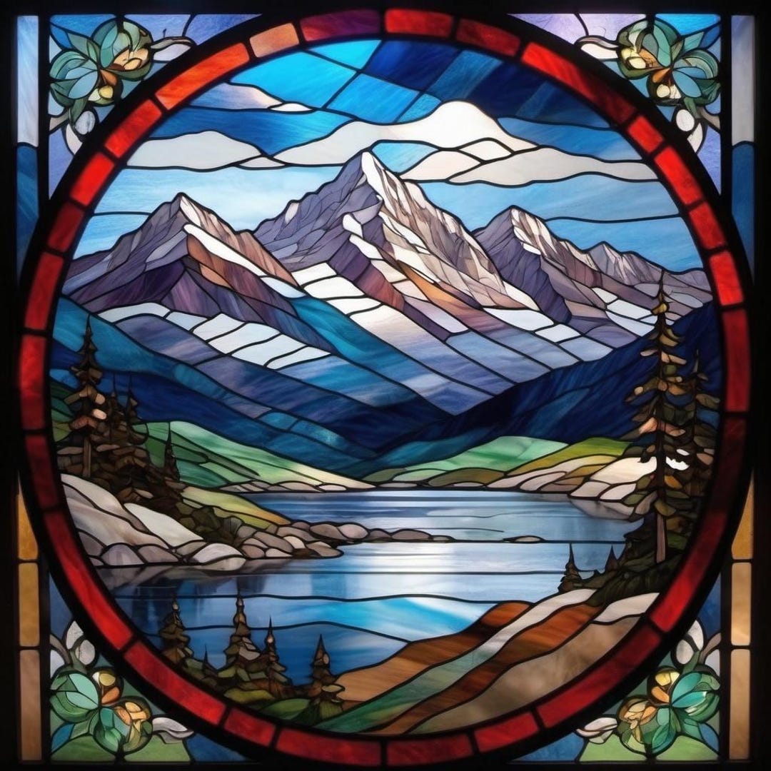 Custom Mountain Lake Stained Glass Window Film –alpine Scenic View ...