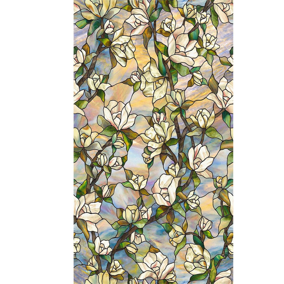 Película para vitrales con diseño de flores de magnolia personalizada ...