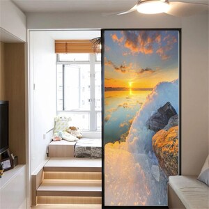Custom Size Seascape Sunset Window Film - Privacy Glass PVC, Sun ...