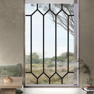 Stained Glass Window Film – Transparent Glass Sticker With Black Line ...