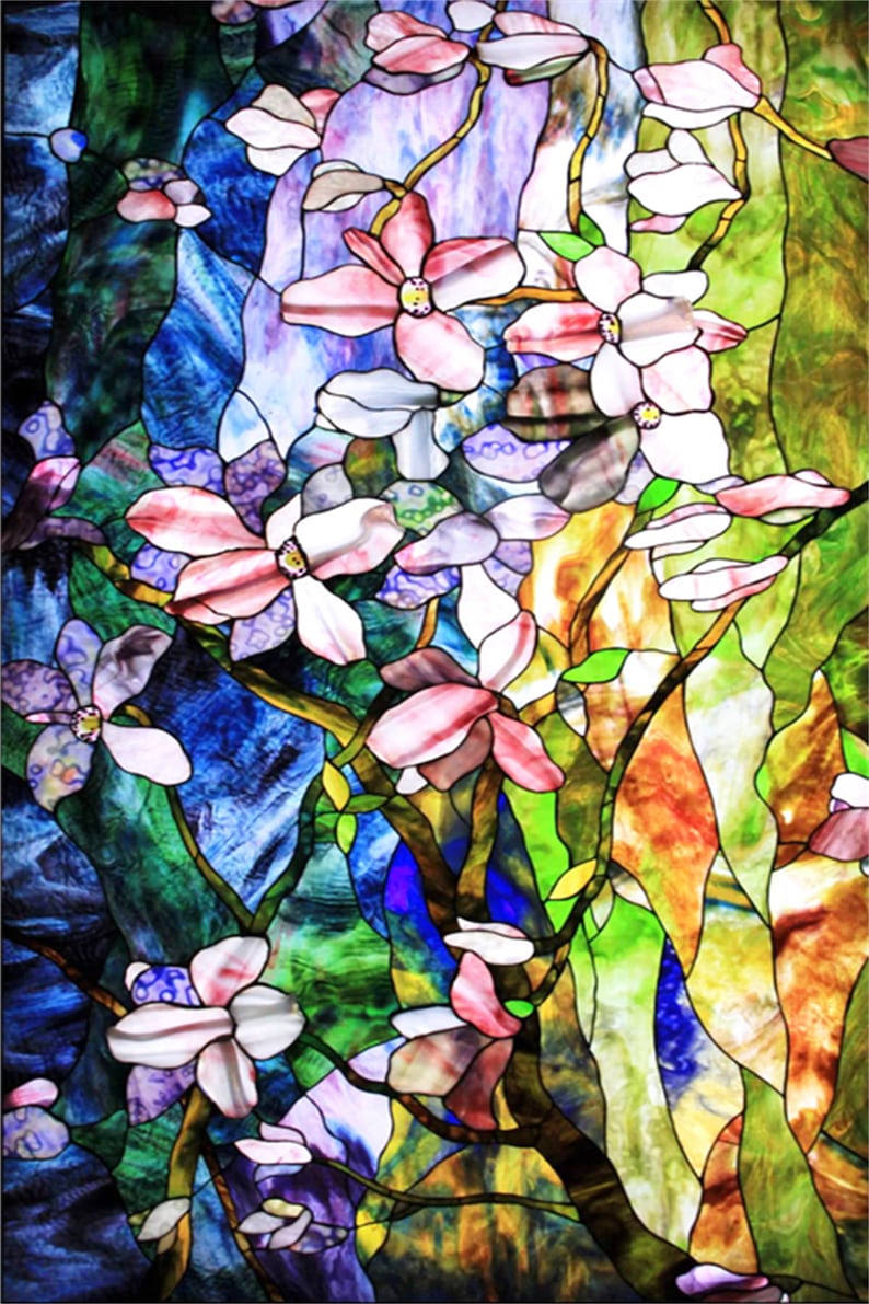 Custom Size Stained Glass Window Film Vintage Rectangular Shape Glass ...