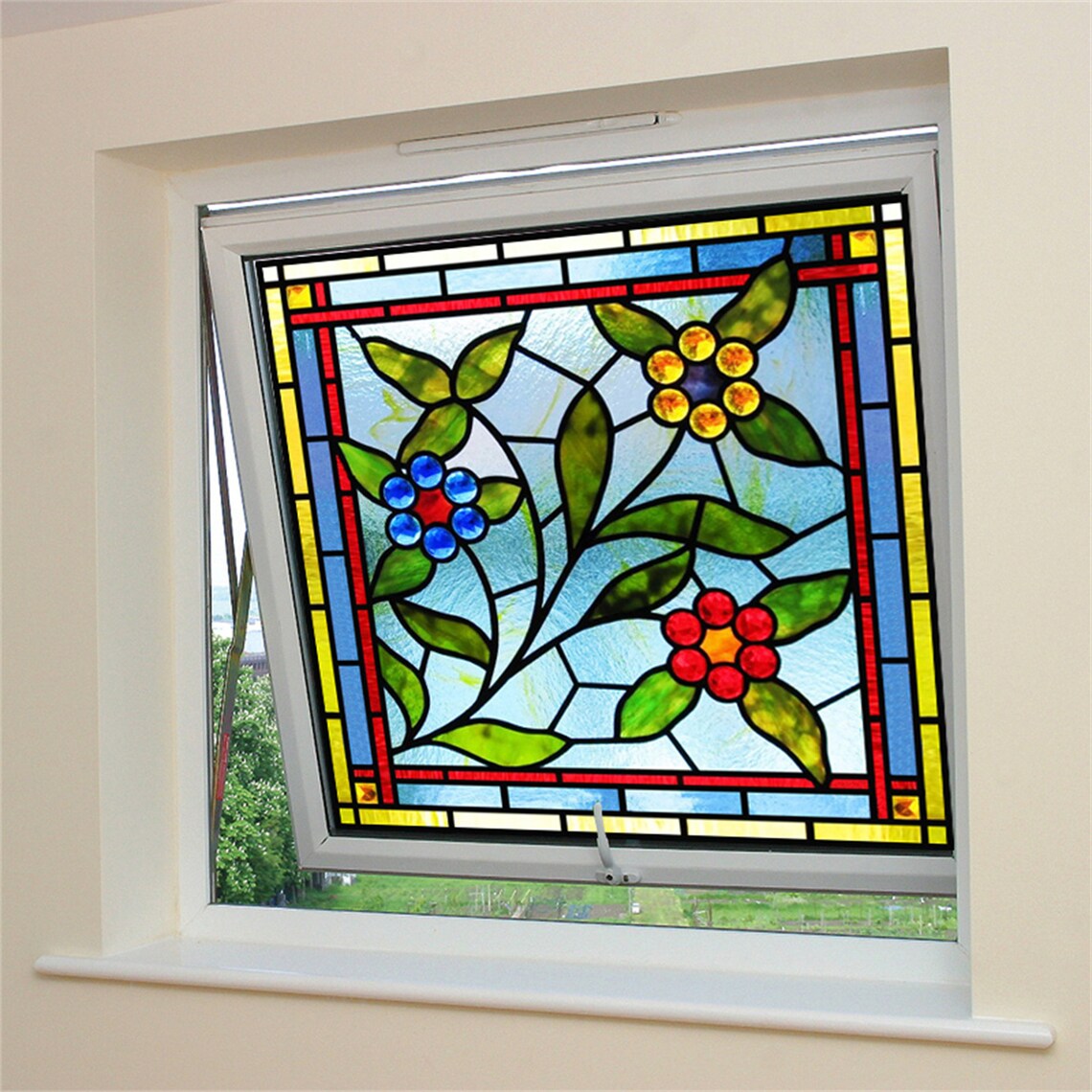 Privacy Window Cling - Custom Size 3D Matte Stained Glass Decorative UV ...