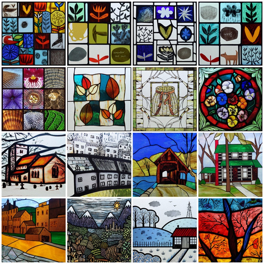 Custom Size Frosted Stained Glass Retro Vivid Window Film Static Cling ...