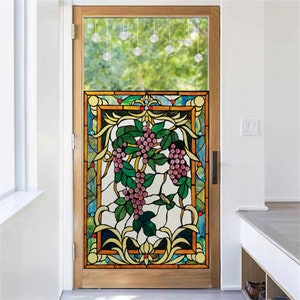 Custom Size Stained Glass Window Film Privacy Bird and Flower Design ...