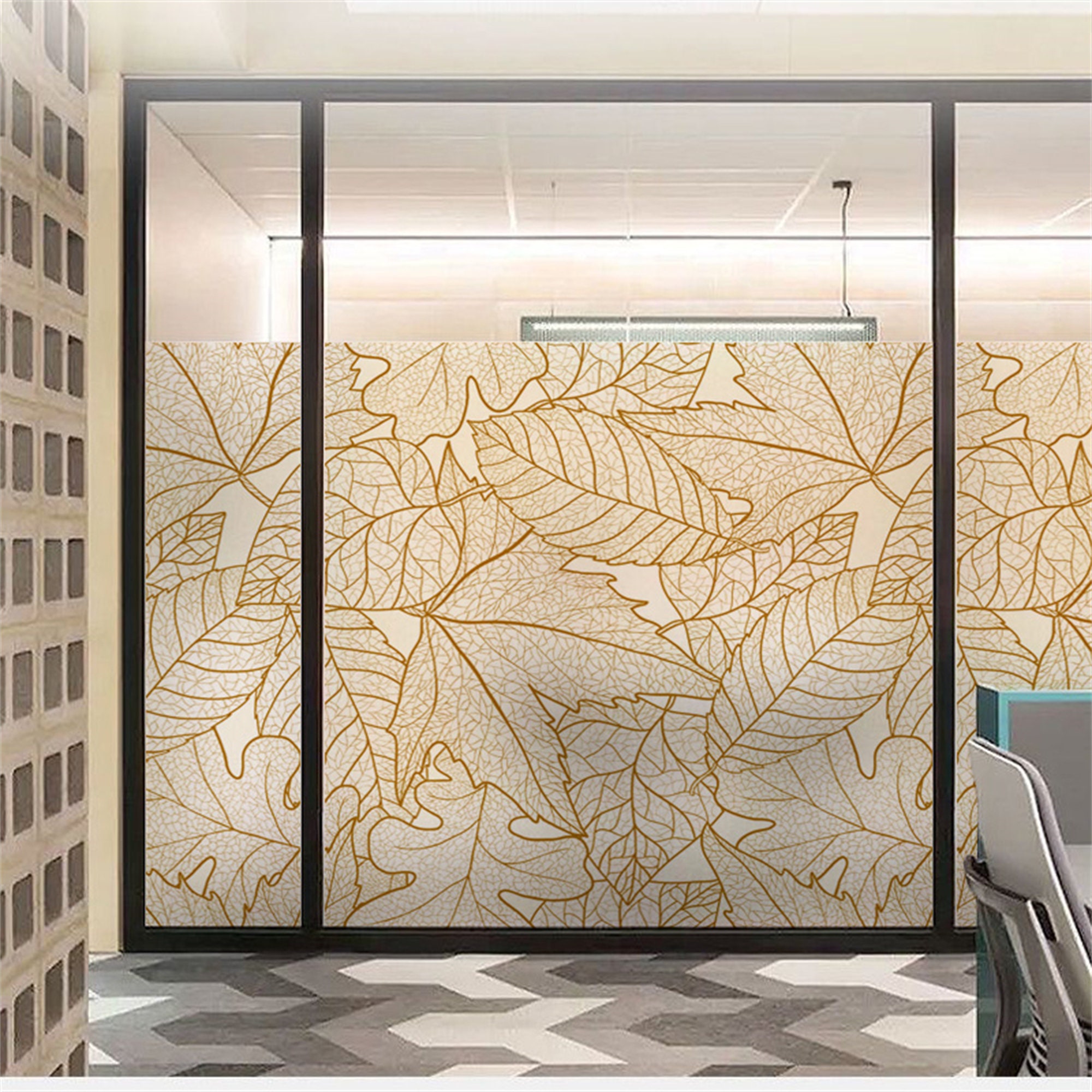 Custom Size Frosted Window Film Leaves Artscape Privacy Heat Protection ...