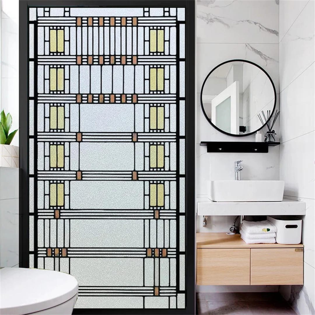 Frosted Retro Prairie Window Film - Custom Stained Glass, Static Cling ...