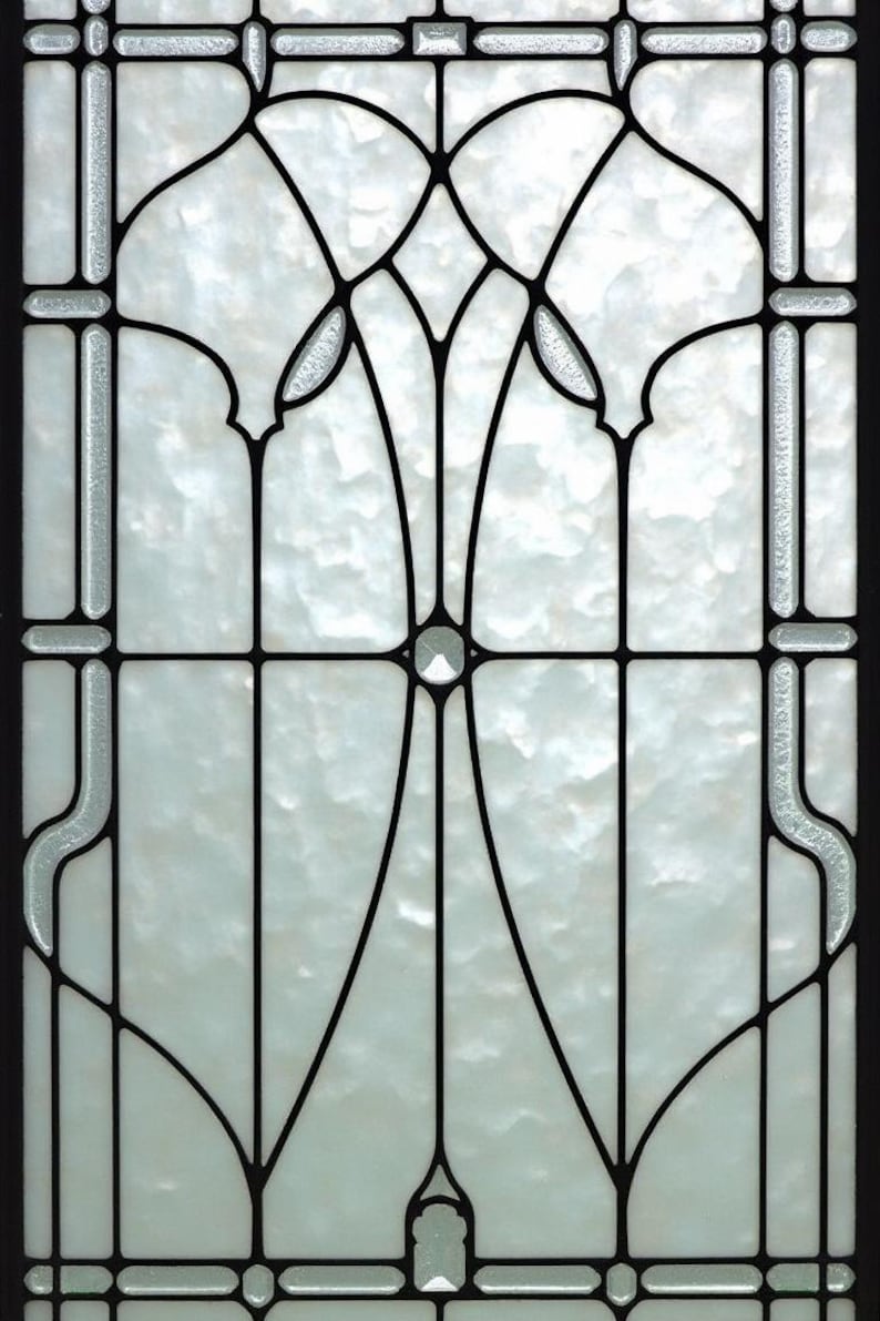 Custom Leaded Glass Window Privacy Film – Elegant Frosted Geometric Art ...