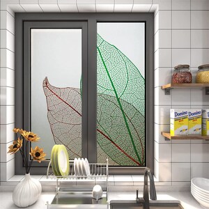 Custom Size Frosted Window Film Leaves Artscape Privacy Heat Protection ...