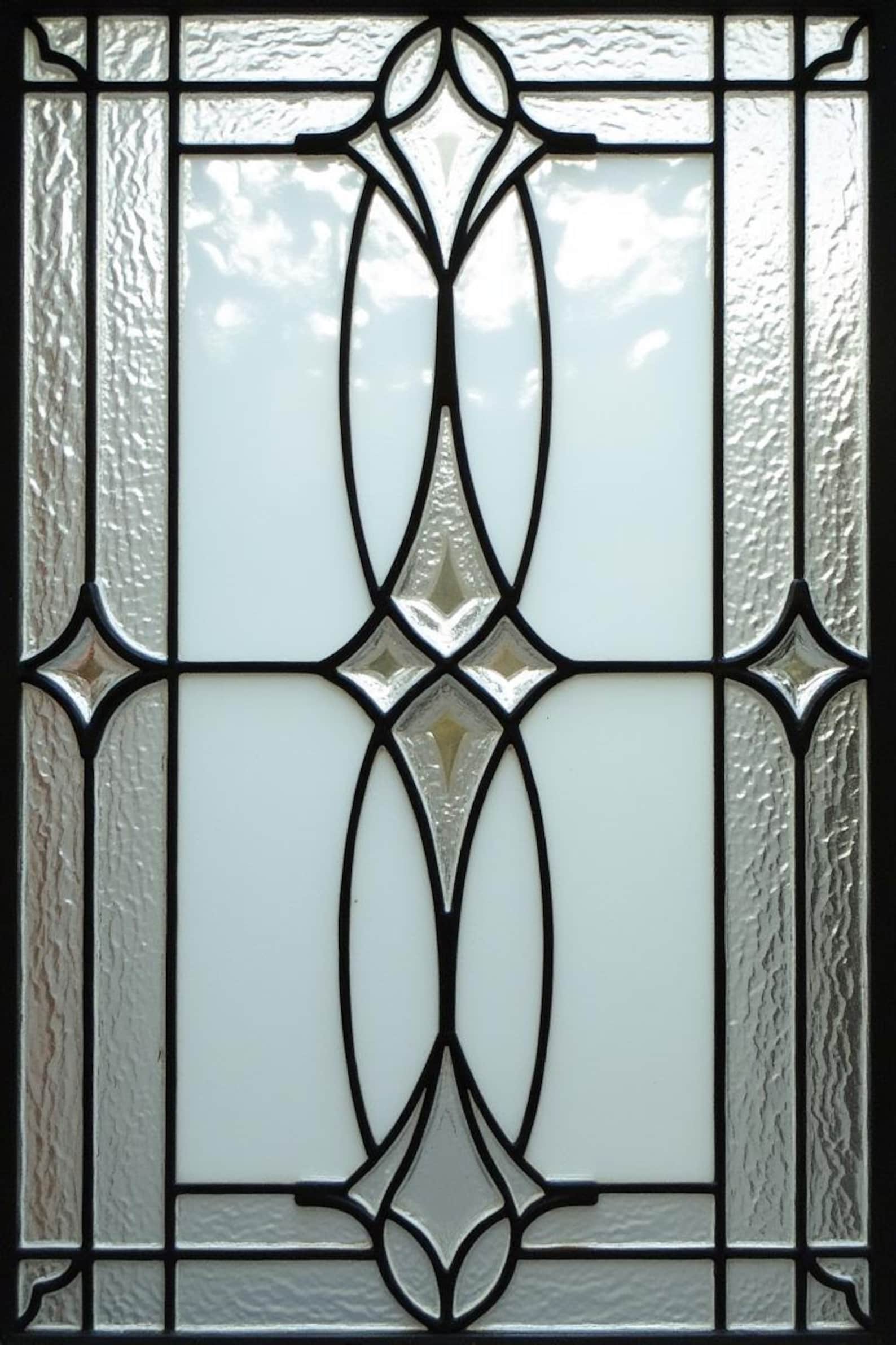 Custom Leaded Glass Window Privacy Film – Elegant Frosted Geometric Art ...