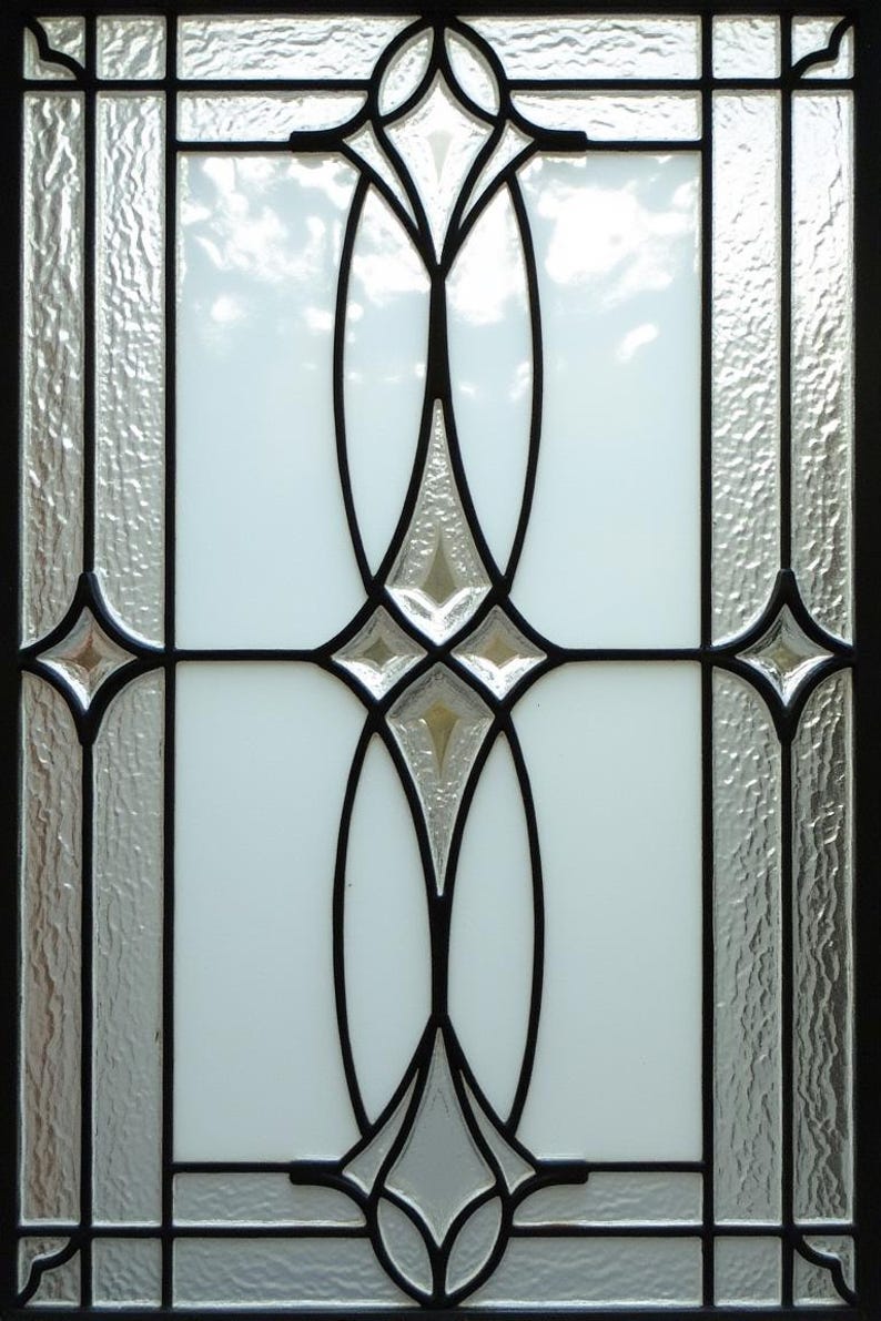 Custom Leaded Glass Window Privacy Film – Elegant Frosted Geometric Art ...