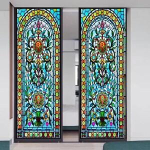 Custom Size Window Film Retro Vintage Style Frosted Stained Glass Flim ...