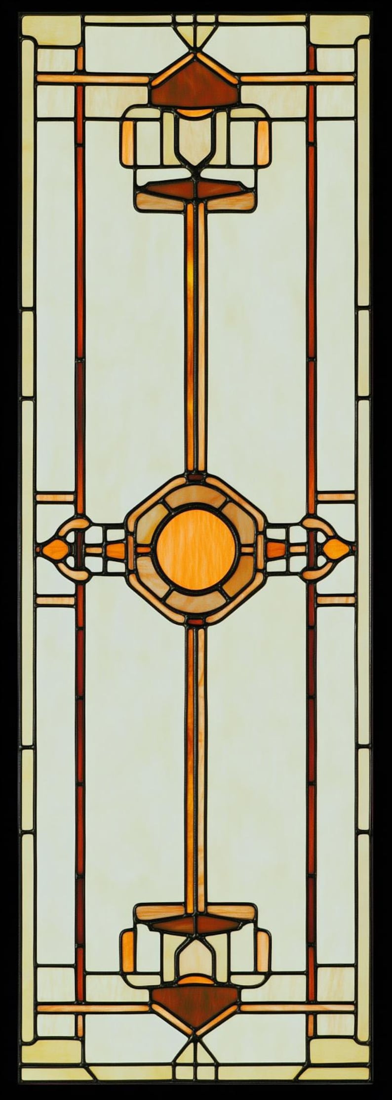 Custom Geometric Stained Glass Window Film Modern Prairie Style Privacy ...