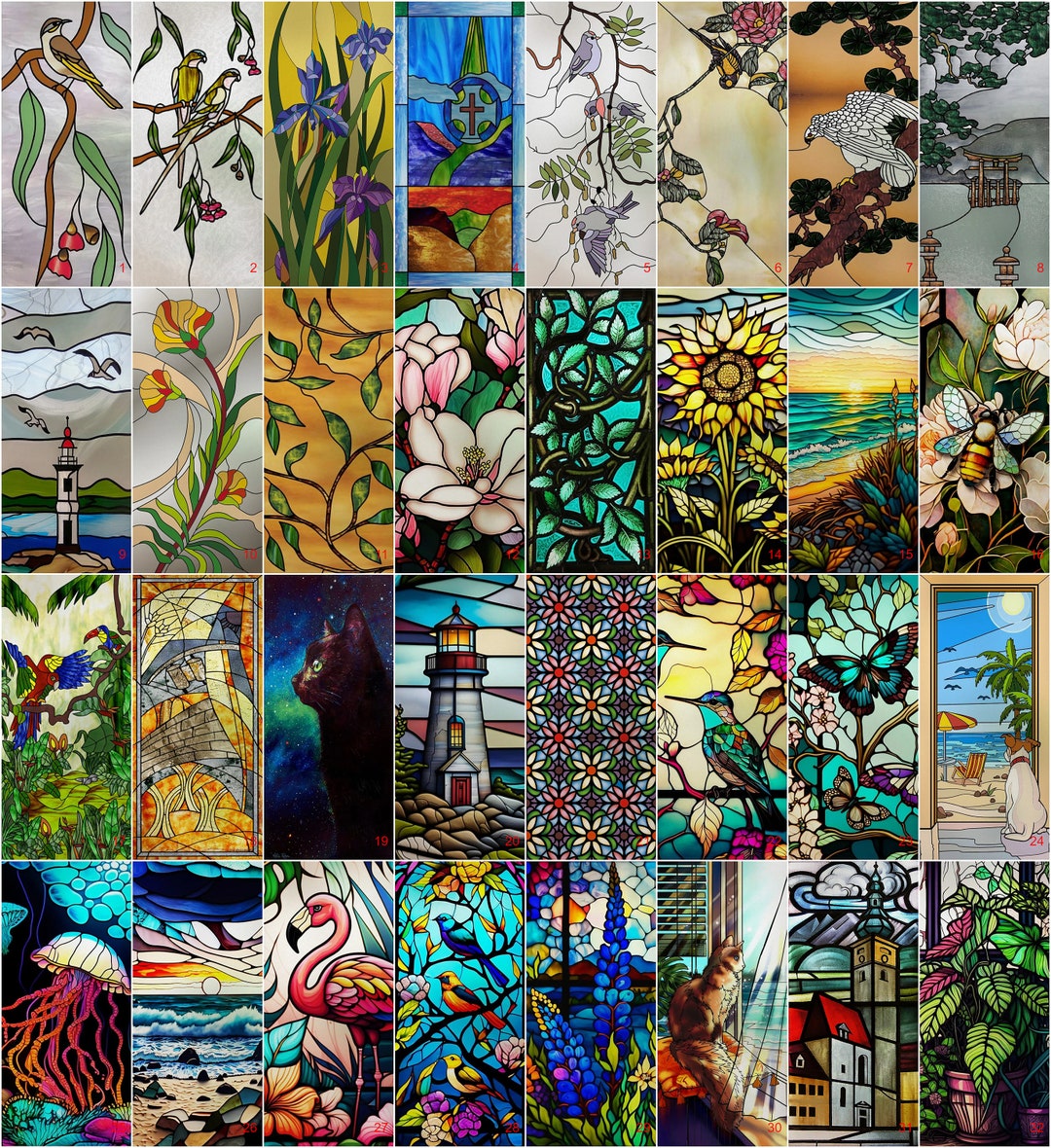 Customizable Frosted Stained Glass Window Films - Unique Art Decor ...