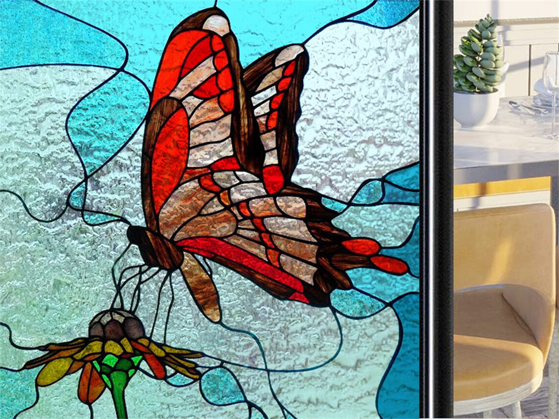 Custom Art Deco Static Cling: Foil Window Treatment With Frosted ...