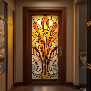 Modern Stained Glass Window Film Colorful Abstract Pattern Privacy ...