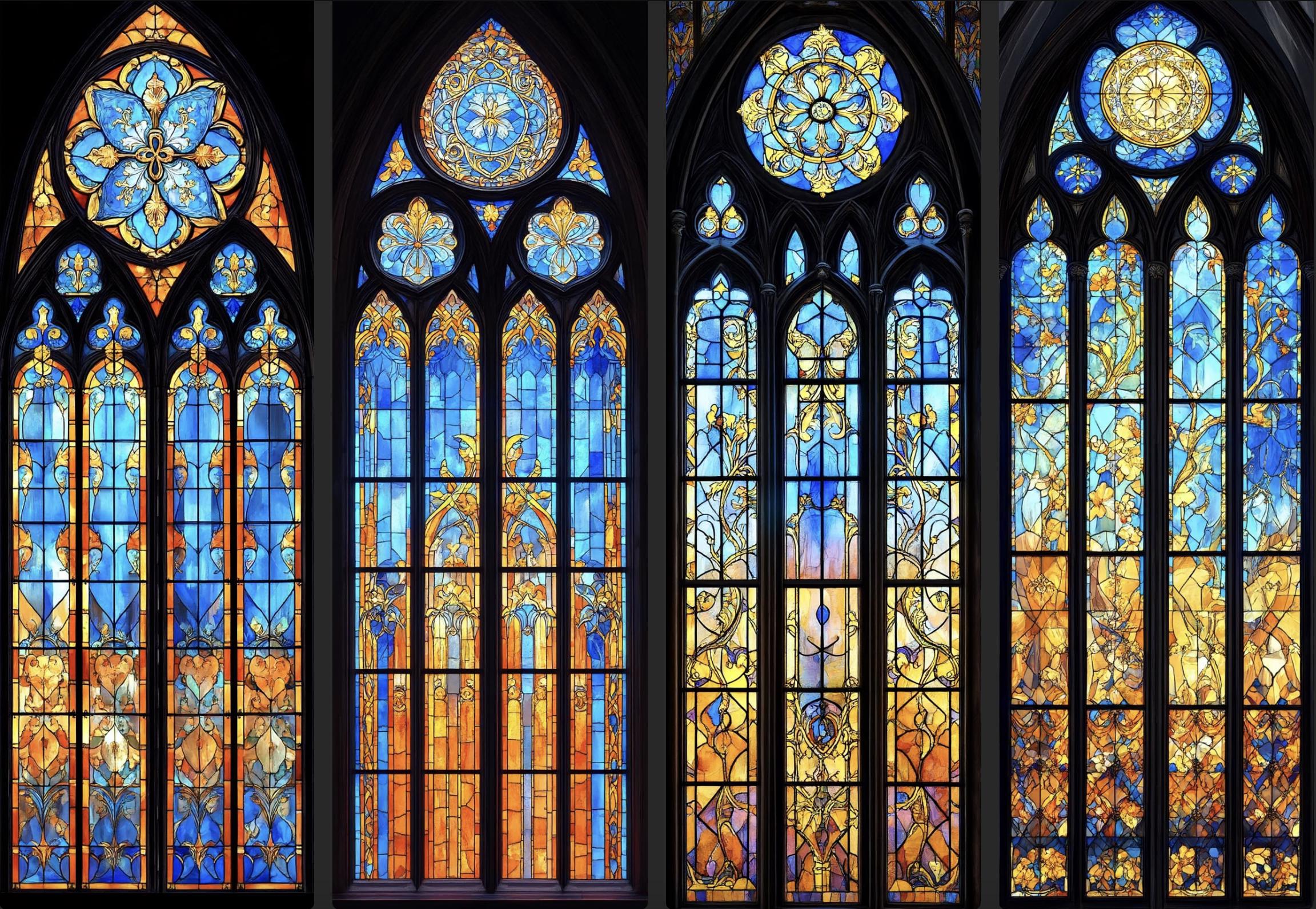 Custom Stained Glass Window Film – Gothic Cathedral Style Privacy ...