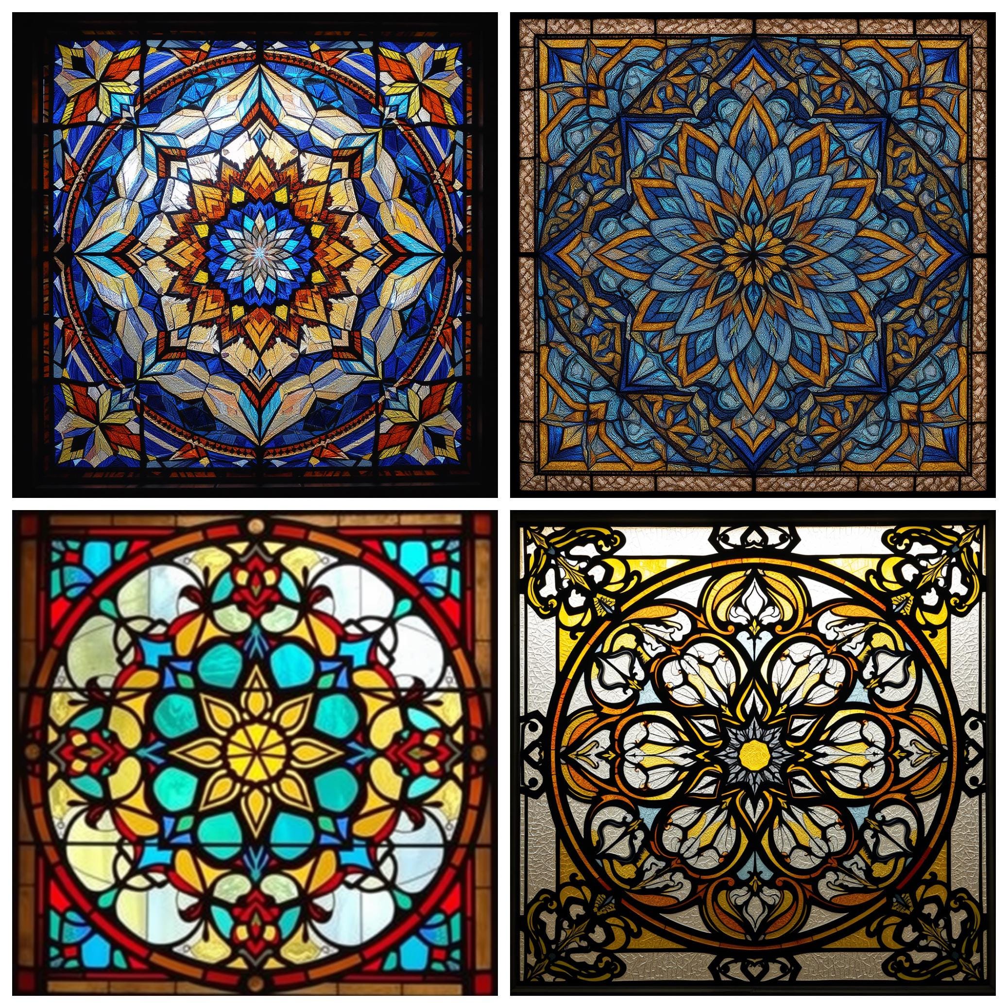 Custom Mandala Rose Window Film – Gothic Stained Glass Style Static ...