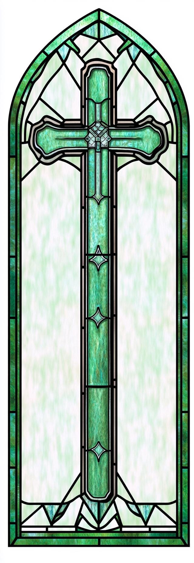 Custom Gothic Cross Stained Glass Window Film Arched Religious Privacy ...