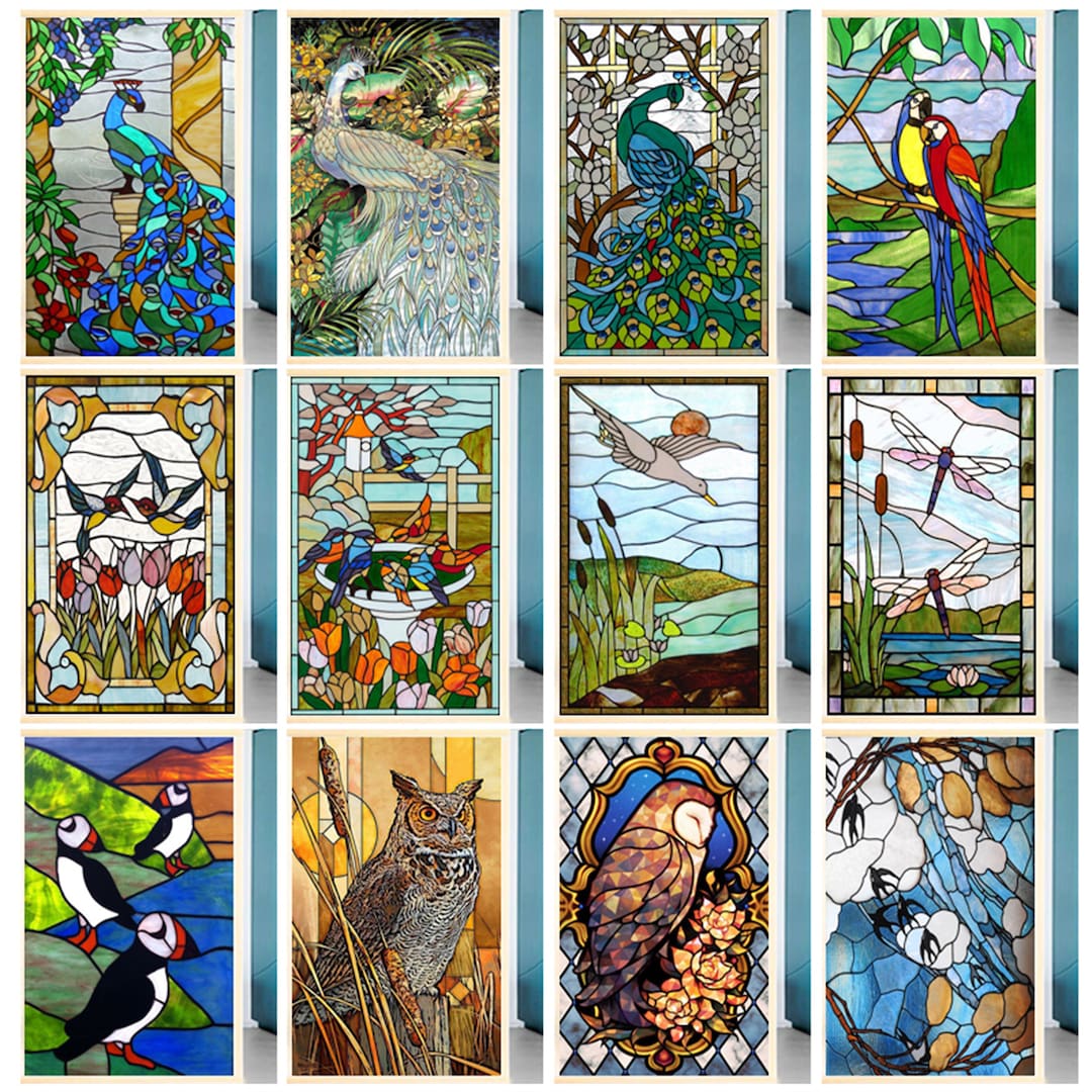 Window Privacy Film Floral Stained Glass Window Tinting Film for Home ...
