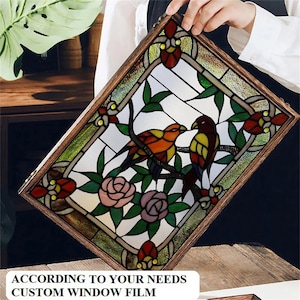 Customized Window Film Frosted Stained Glass Films - Artistic Peacock ...