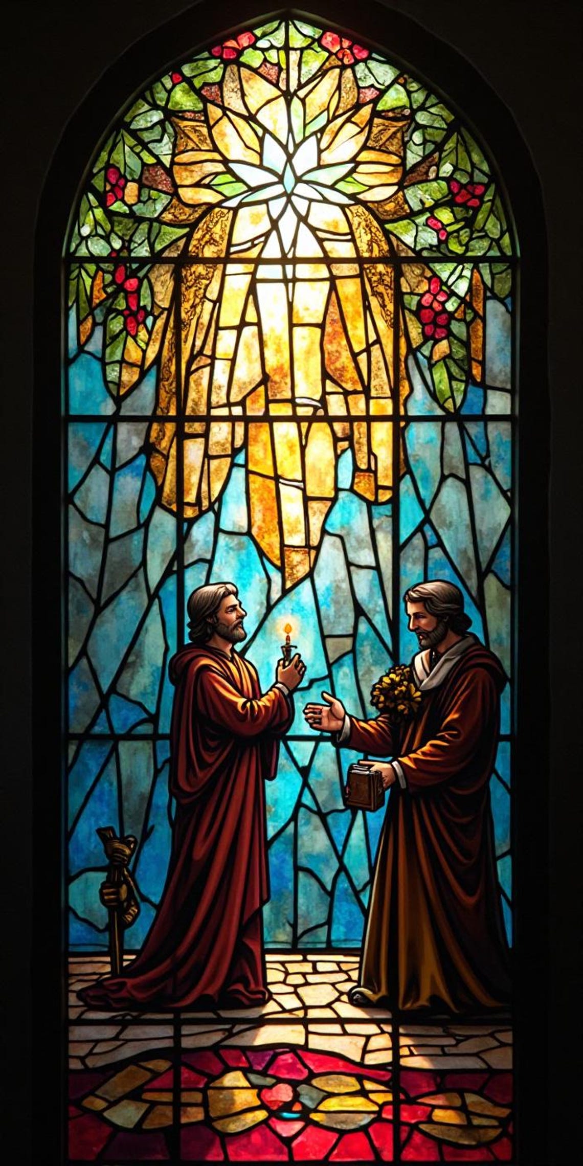 Custom Stained Glass Window Film Jesus Light Sharing Design – Religious ...