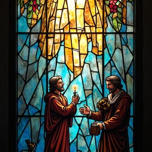 Custom Stained Glass Window Film Jesus Light Sharing Design – Religious ...