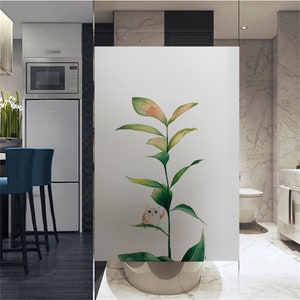 Custom Size Privacy Windows Film Decorative Plant Leaves Stained Glass ...