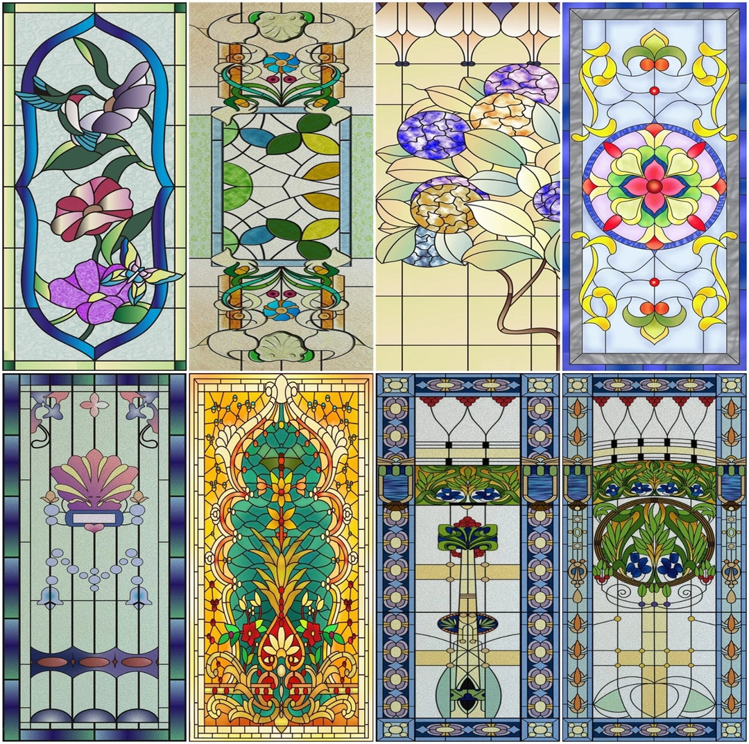Custom Size Decor Floral Window Film Stained Glass Decoration Art ...
