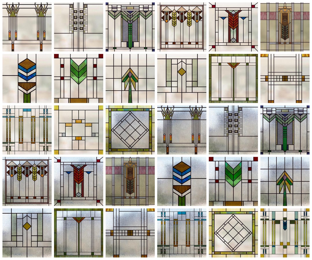 Geometric Stained Glass Window Film - Modern Art Deco Inspired Privacy ...