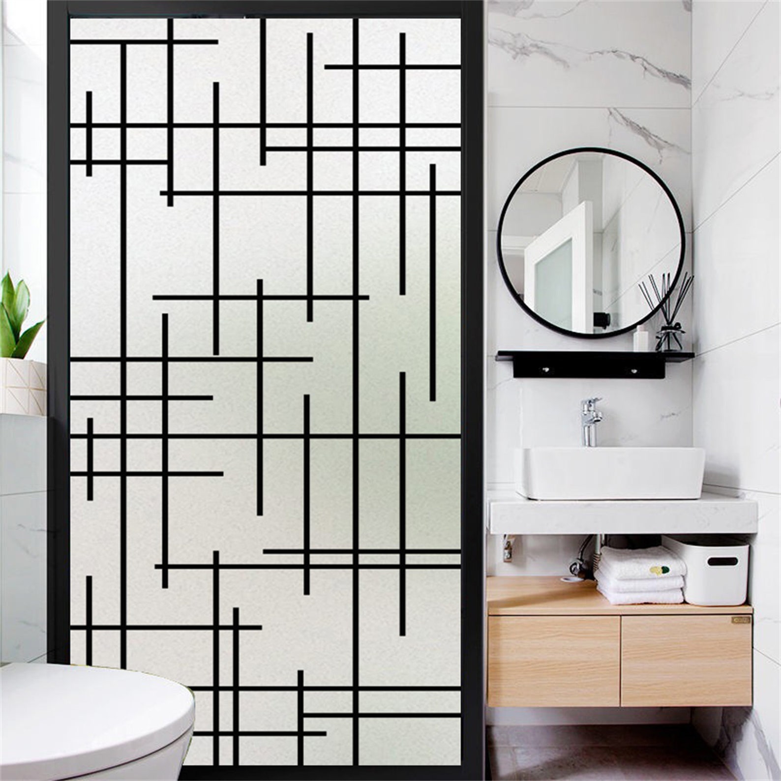 Frosted Window Film Heat Protection, Custom Size, Bathroom Door Privacy ...