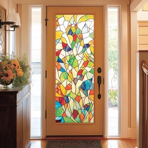Stained Glass Window Film Abstract Modern Design Privacy Frosted Vinyl ...