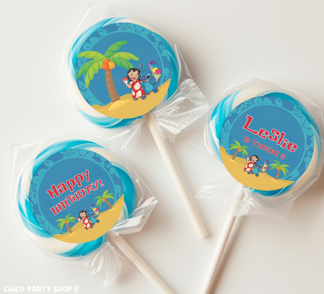 Kids Birthday Lollipop Label Party Circle Label Birthday Party ...