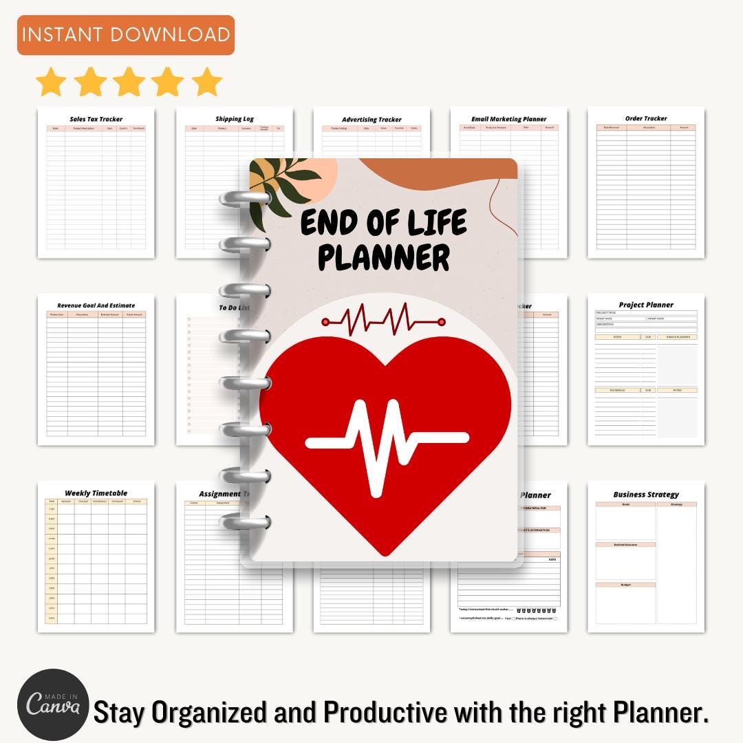 End of Life Planner, Funeral Planning Binder, Legacy Organizer ...